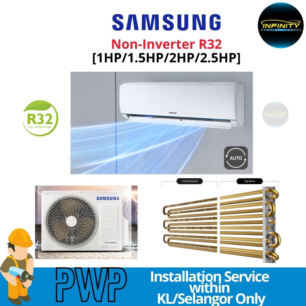 Samsung R32 Air Conditioner Non Inverter 1HP | Shopee Malaysia
