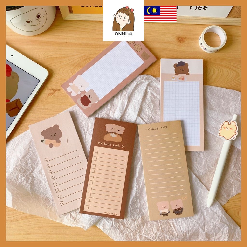 ONNI 🇲🇾 Cute Note Pad 50sheets Cartoon Memo Pad Checklist Note To Do ...