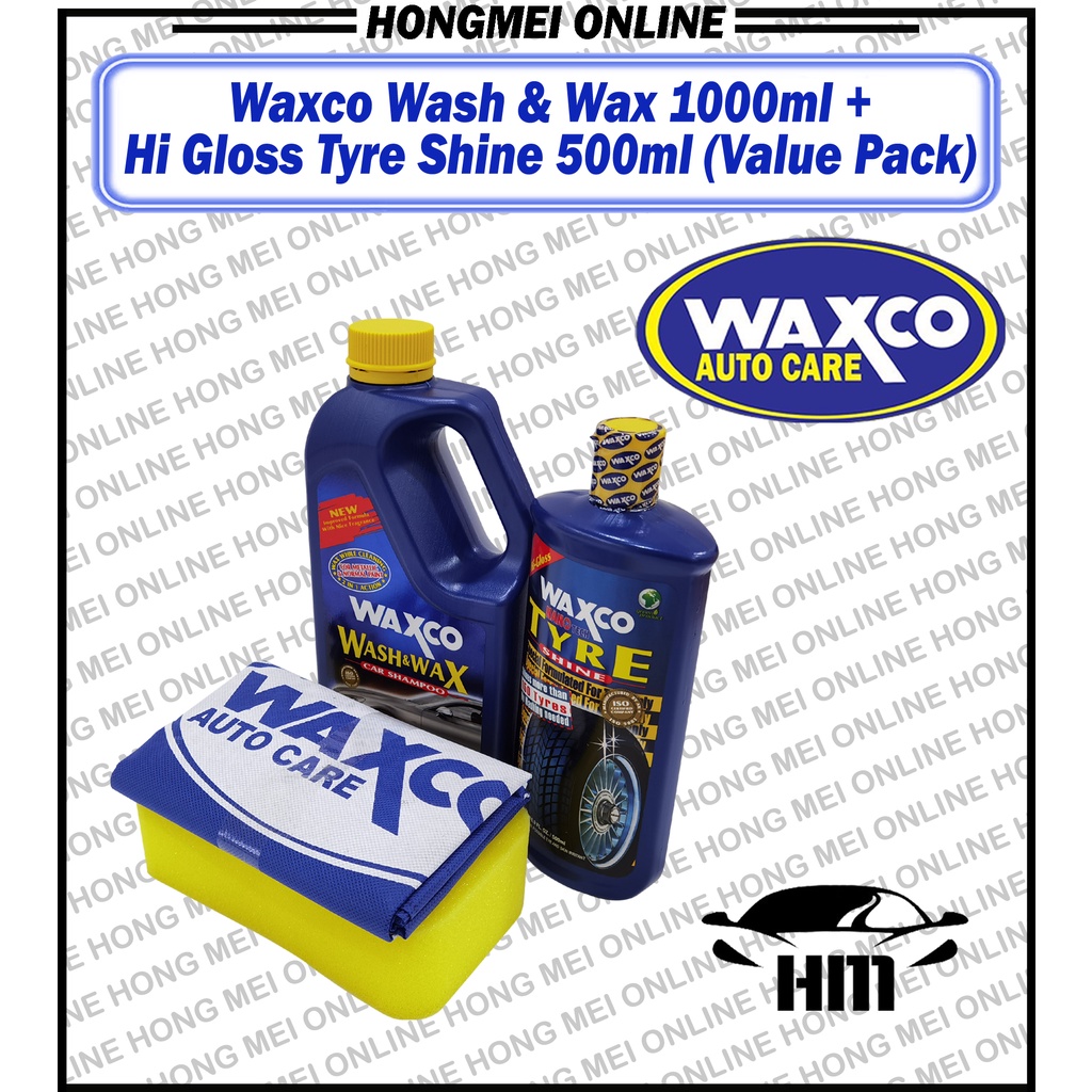 WAXCO Wash & Wax 1000ml + Hi Gloss Tyre Shine 500ml (Value Pack ...