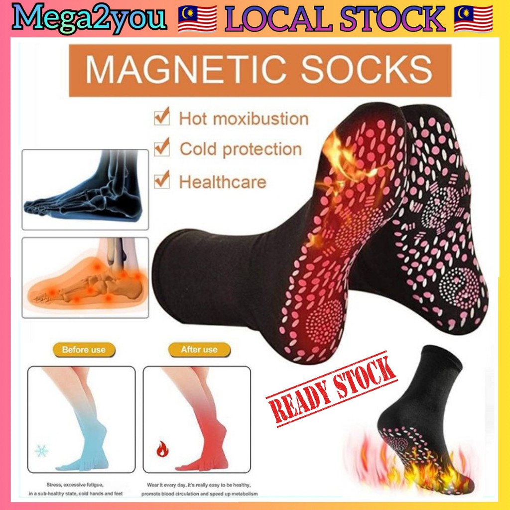 🇲🇾 Magnetic Self Heating Socks Stokin Sakit Kaki Lenguh Kebas Tapak ...