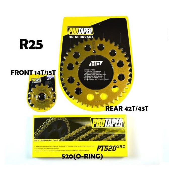 ( R25 MT25 ) PROTAPER 520 SPOKET SPROCKET SET WITH O-RING ORING CHAIN RANTAI [ 14T/42T, 14T/43T ...