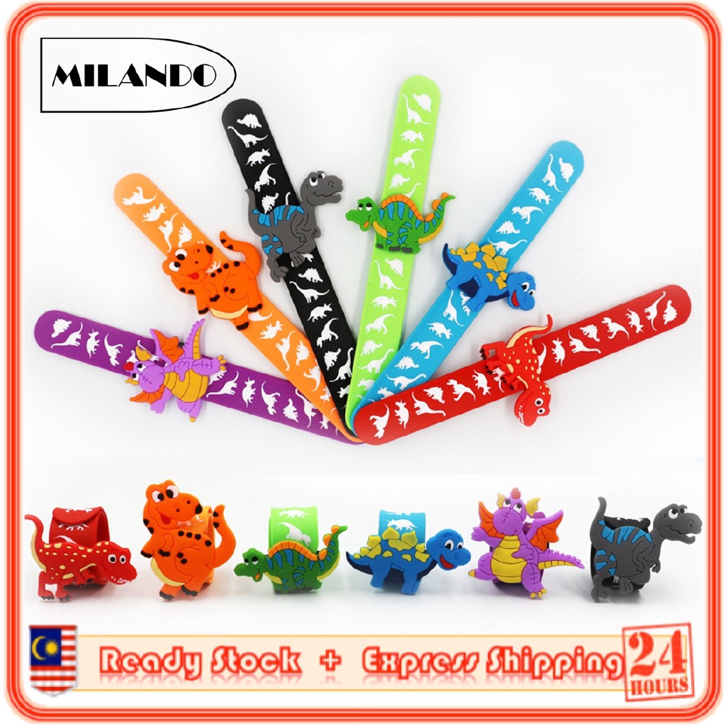 MILANDO Kid Children Bracelet Dinosaur Slap Silicone Bracelet Dinosaur ...