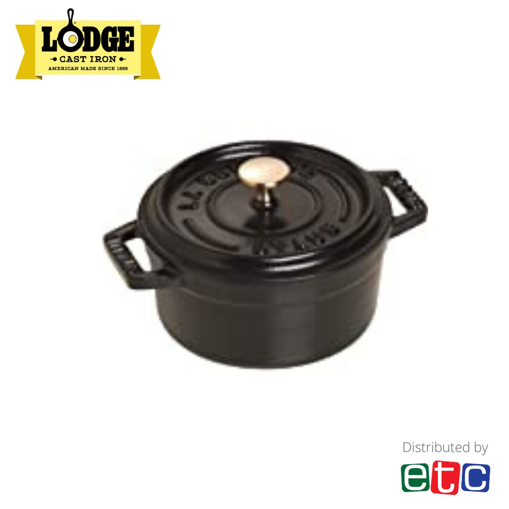Lodge Enameled Cast Iron Mini Round Cocottes - Black (10oz x 2 Pcs ...