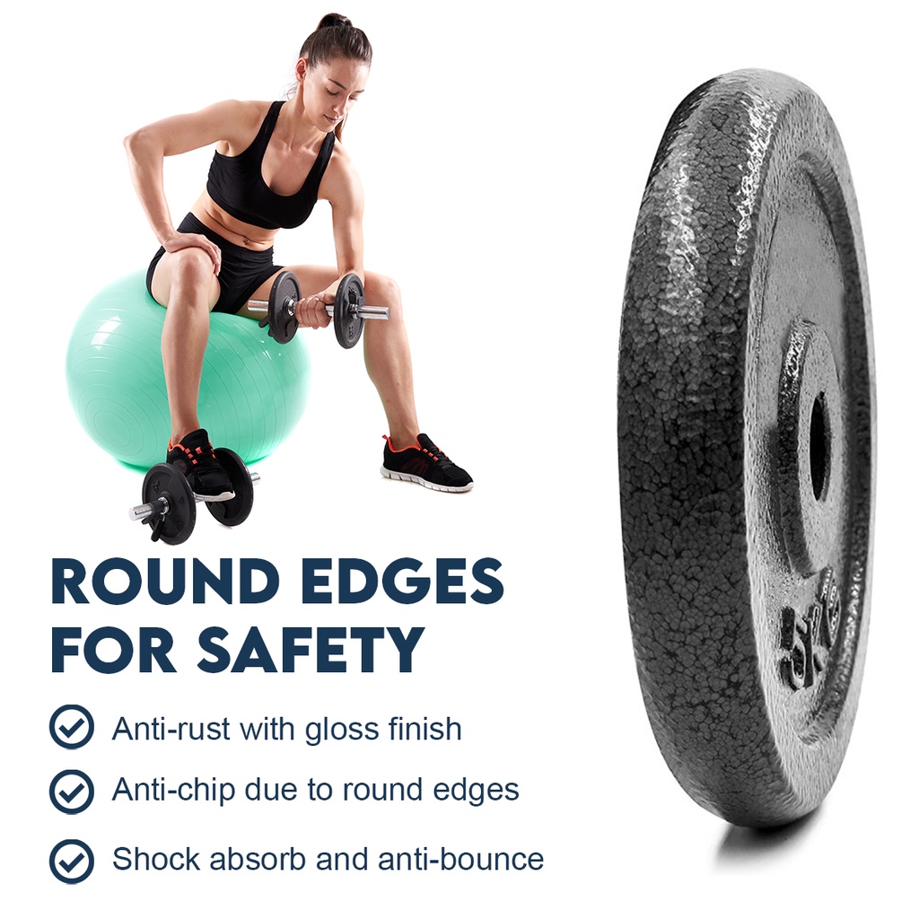 Cast Iron Weight Plate - 1 pairs (2.5kg / 5kg / 10kg) / Plat Berat Besi Tuang - 1 pasang (2.5kg ...