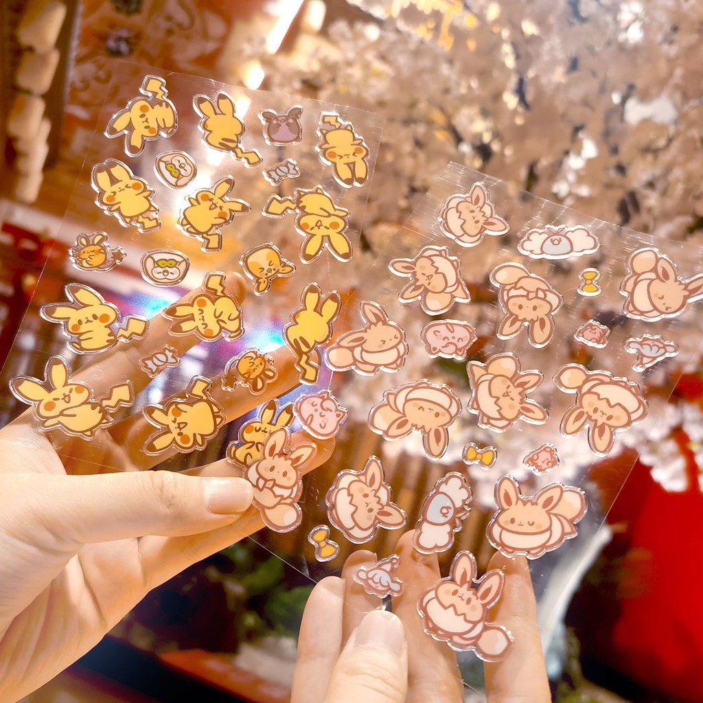 [READY STOCK] Pokemon 3D Sticker Cute Decotation Transparent Waterproof ...