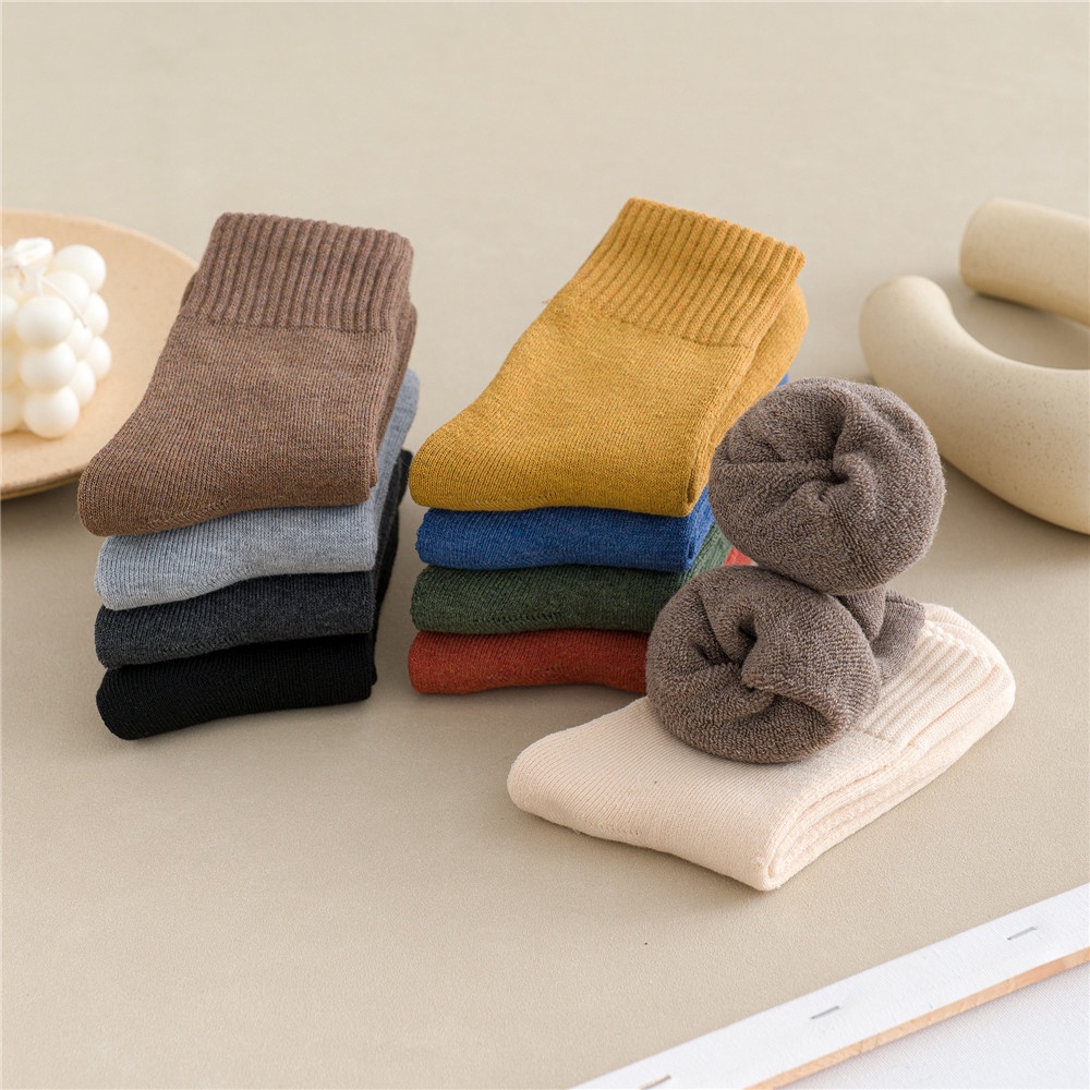 Women's Winter Solid Socks Winter Work Soft Warm Thick Cozy Knit Crew ...