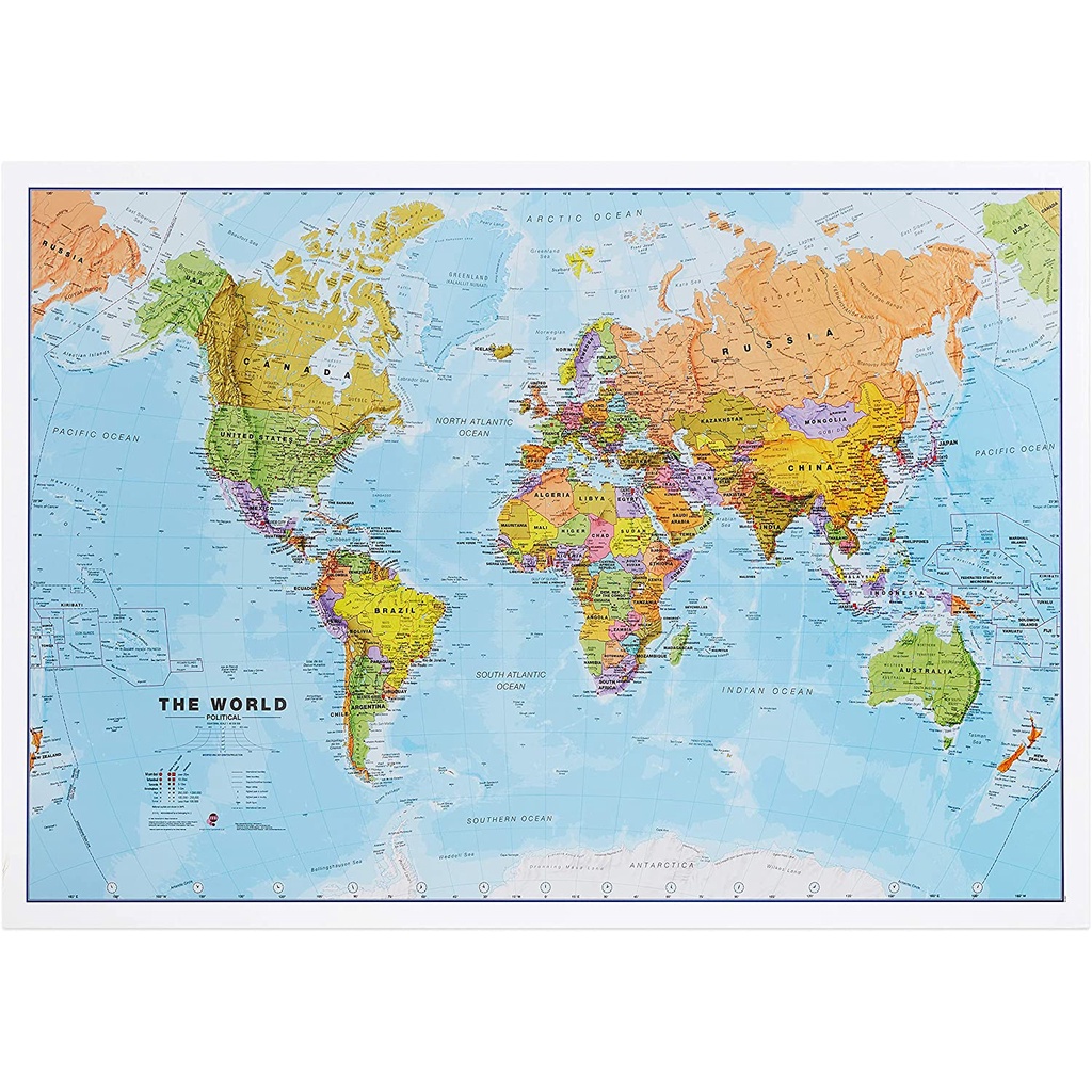 Maps International World Wall Map Map of The World Poster Front ...