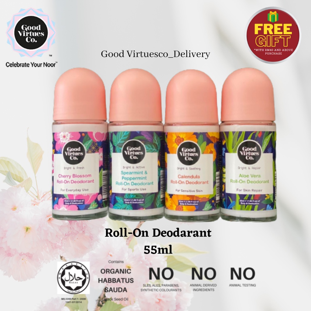 GOOD VIRTUES CO. ROLL ON DEODARANT 55ML (Free gift purchase over RM40 ...