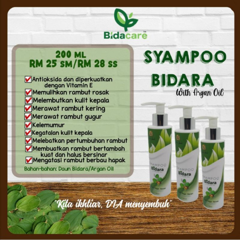 BIDACARE: SHAMPOO BIDARA WITH ARGAN OIL 200ML | Shopee Malaysia