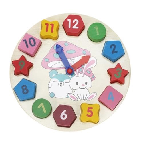 WOODEN DIGITAL GEOMETRY MATCHING CLOCK COGNITIVE TOY (COLORMIX ...