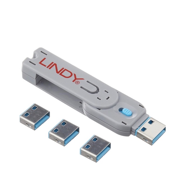 LINDY USB Port Lock + 1 Key: Blue | Shopee Malaysia
