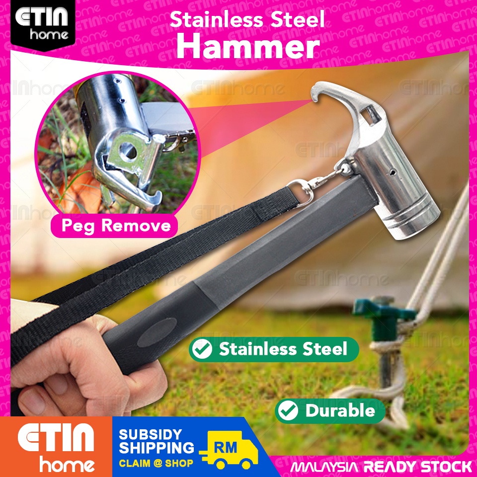 Tent Peg Nail Hammer Peg Puller Hammer Camping Accessories Carbon Steel ...