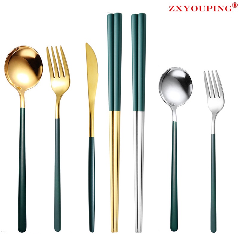 Korean style Dinnerware 304 Stainless Steel Cutlery Set Forks Spoons ...