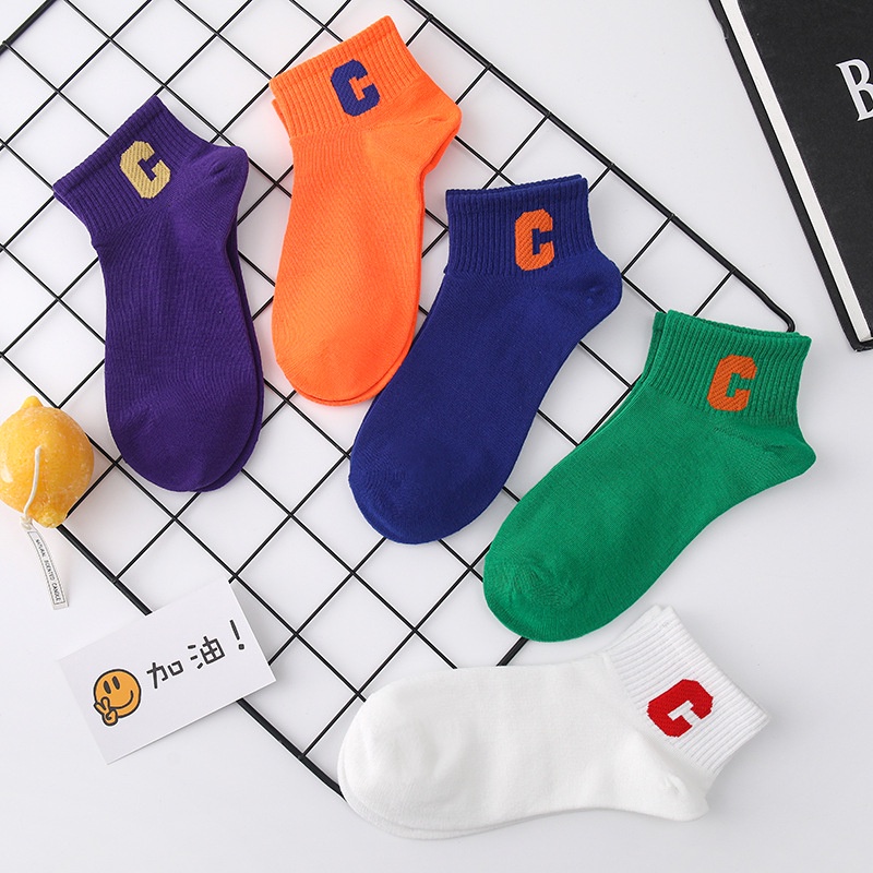 MALAYSIA READY STOCK!1 Pair Korean Style Women Ankle Big C Letters ...