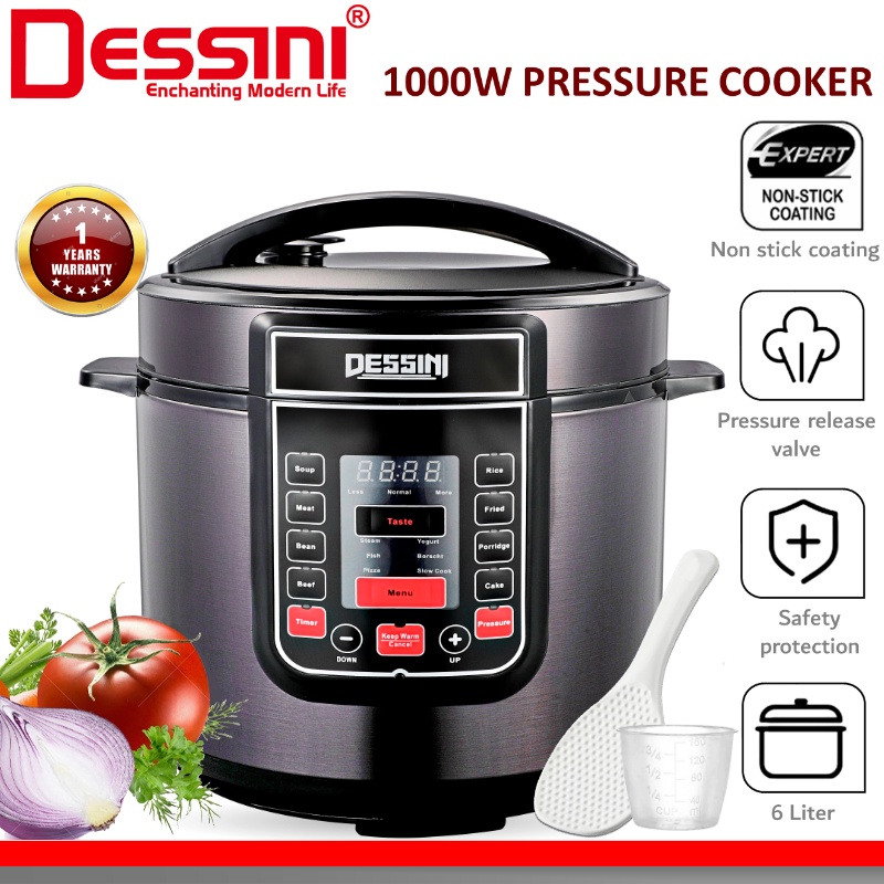 DESSINI ITALY 10IN1 6L Electric Digital Pressure Cooker Non-stick ...