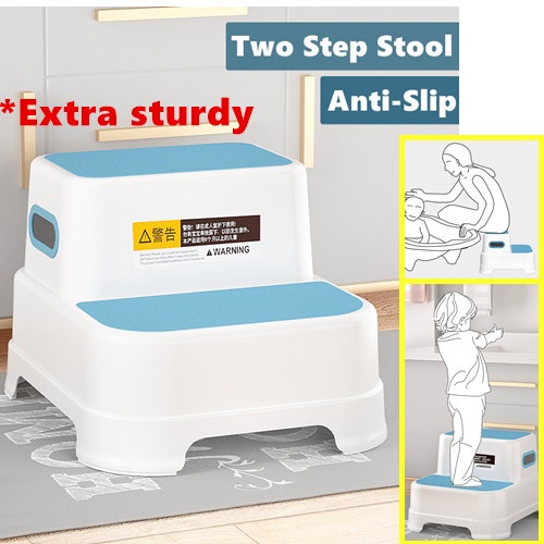 2 Step Kids Step Thick Plastic 2 Step Stool Kid Toddler Stool Toilet ...