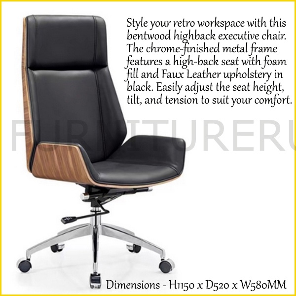 Marcos Highback Bentwood Executive Chair with Faux Leather. Only ...