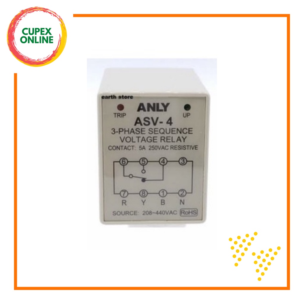ANLY ASV-4 Sequence Voltage Relay 3 Phase 4 Wire 8 Pin (cupex) | Shopee ...