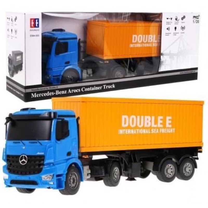 DOUBLE E 564-003 Trailer Truck MERCEDES-BENZ AROCS CONTAINER TRUCK RC 2.4GHz 1/20 HEAVY INDUSTRY ...