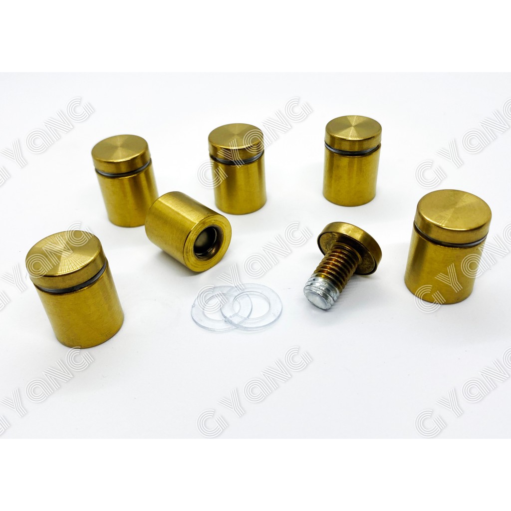 2 Pieces Gold Colour Stainless Steel glass spacer holder wall mount ...