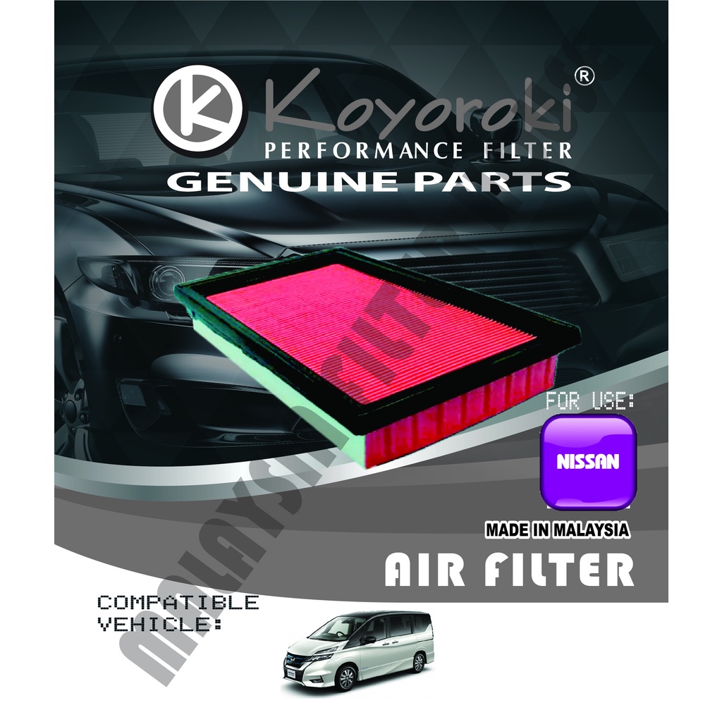 NISSAN SERENA(C27) 2.0(HYBRID) PENAPIS AIR FILTER RNS-5TA0A-U 16546 ...