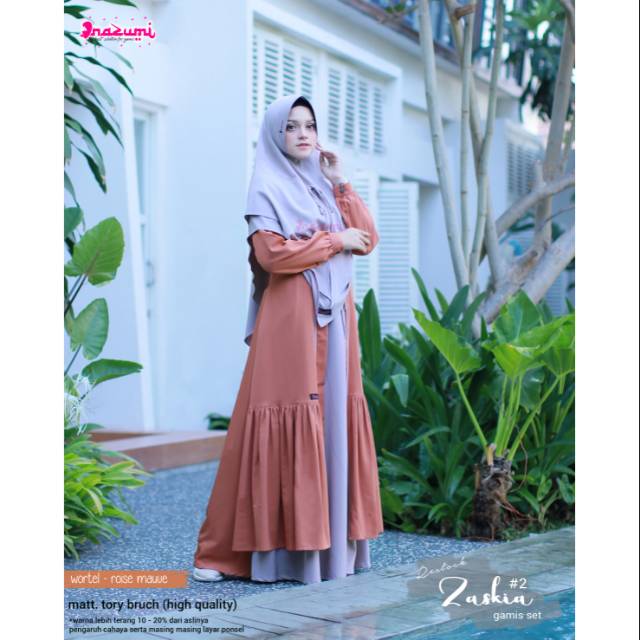 Nazumi Robe set hijab Nazumi Carrot Roise Mauve | Shopee Malaysia