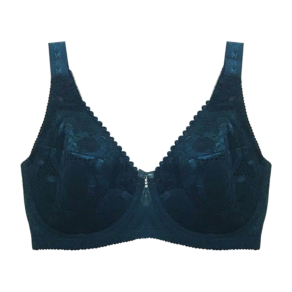 XIXILI RYANNA ALL LACE FULL CUP PLUS SIZE BRA - DARK BLUE | Shopee Malaysia