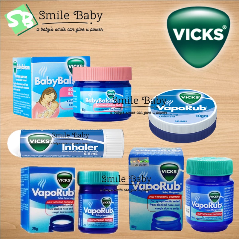 Vicks VapoRub 10g / 25g / 50g Baby Balsam 50g / Inhaler 0.5ml | Shopee ...
