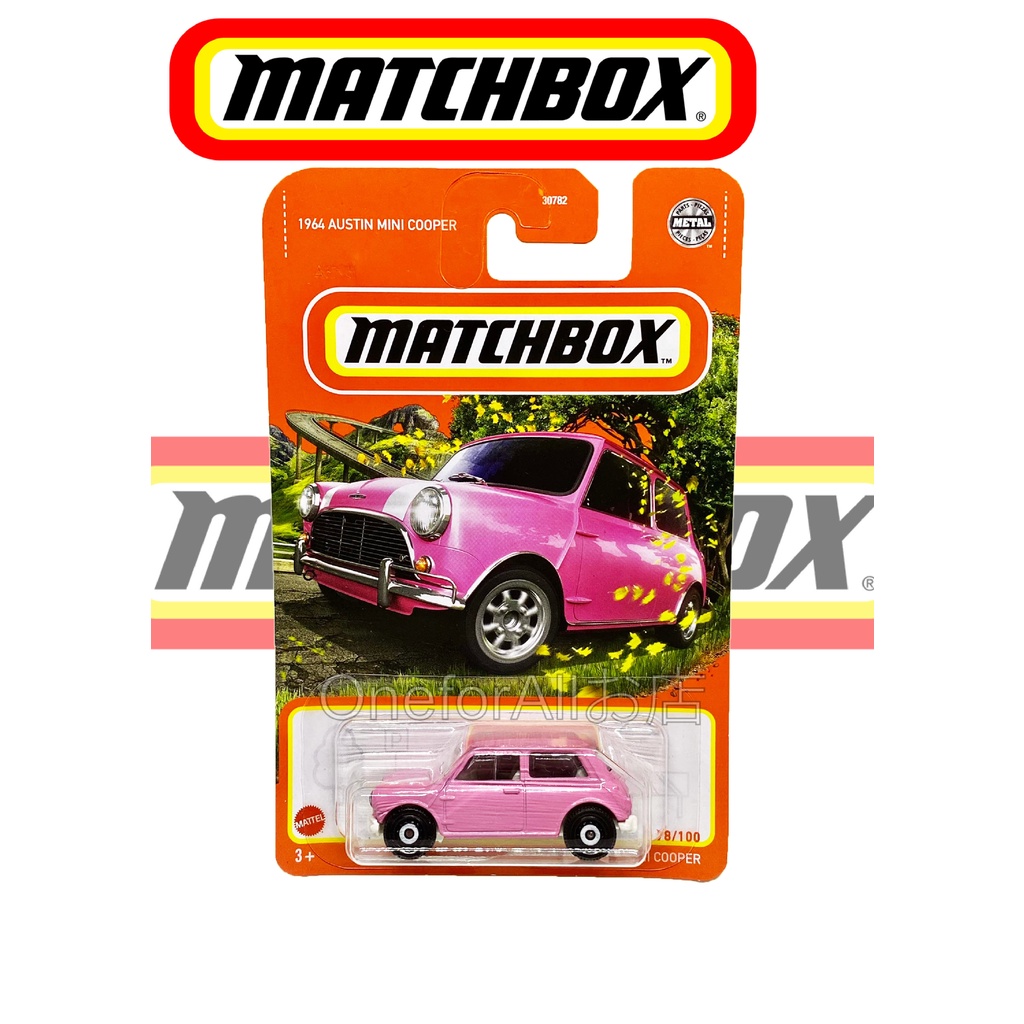 Matchbox 1964 AUSTIN MINI COOPER Pink 1/64 Diecast Car [6cm x 2.5cm x ...