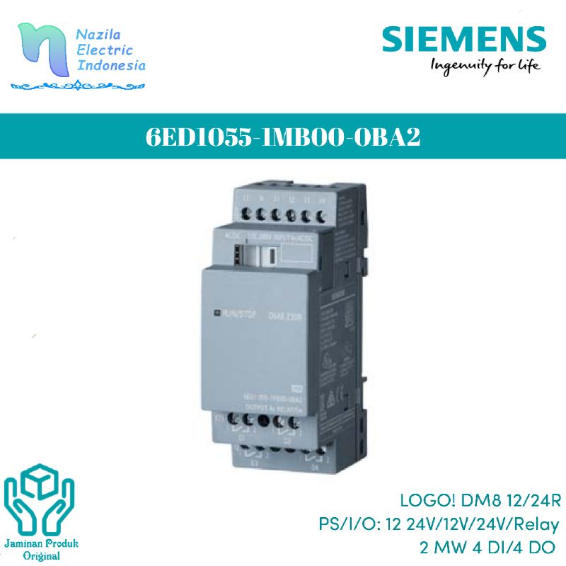 Siemens Logo PLC 6ED1055-1MB00-0BA2 DM8 12/24R PS I/O Expansion Module ...