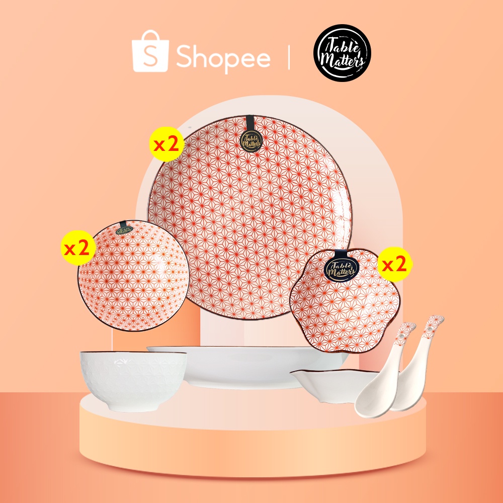 Table Matters x Shopee Brand Box - Starry Red Tableware - Set of 8 ...