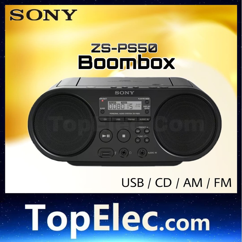 Sony Boombox Speaker with Radio CD Player and USB Audio Playback ZSPS50 ...