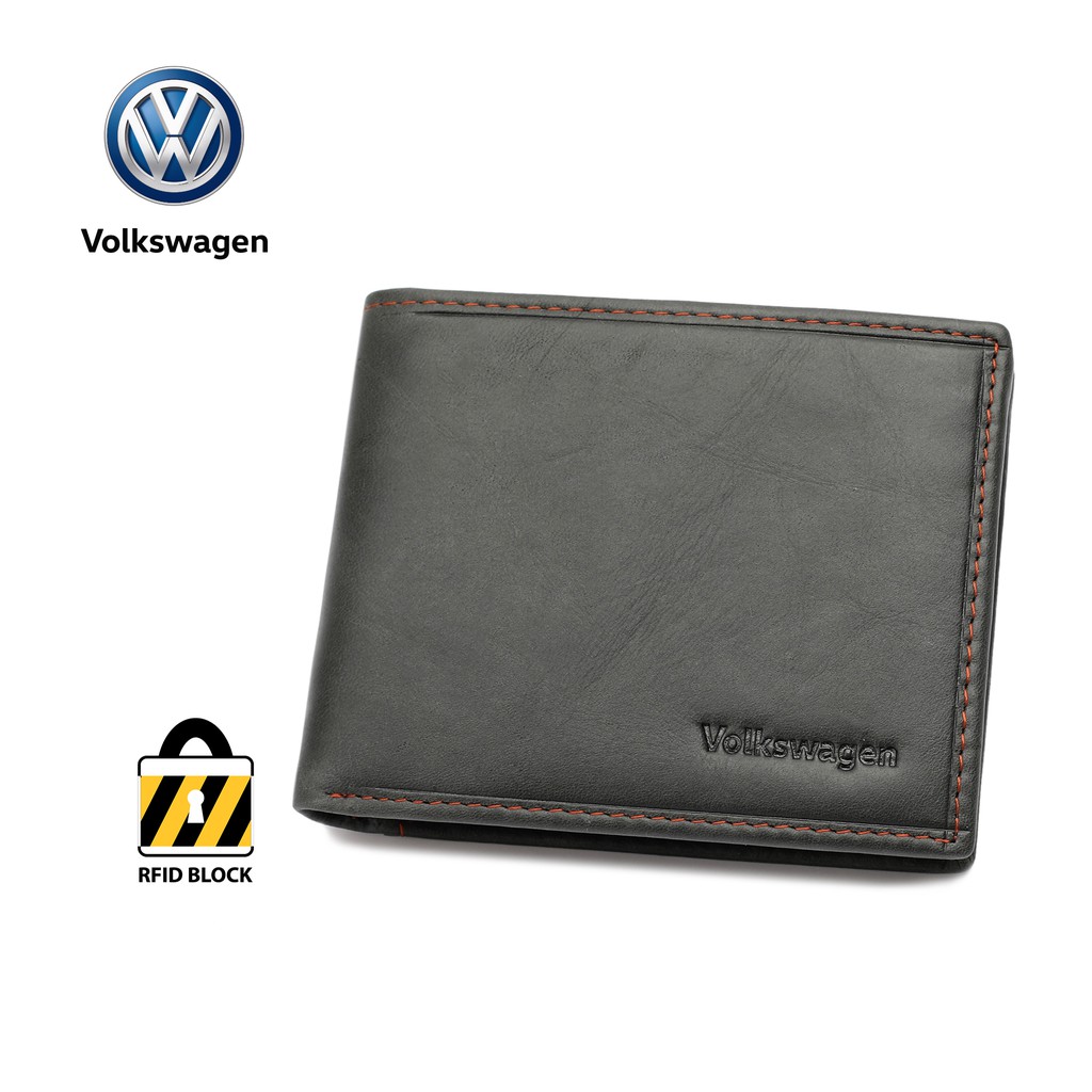 [Clearance] Volkswagen Genuine Leather RFID Bi-Fold Wallet - Dark Grey ...