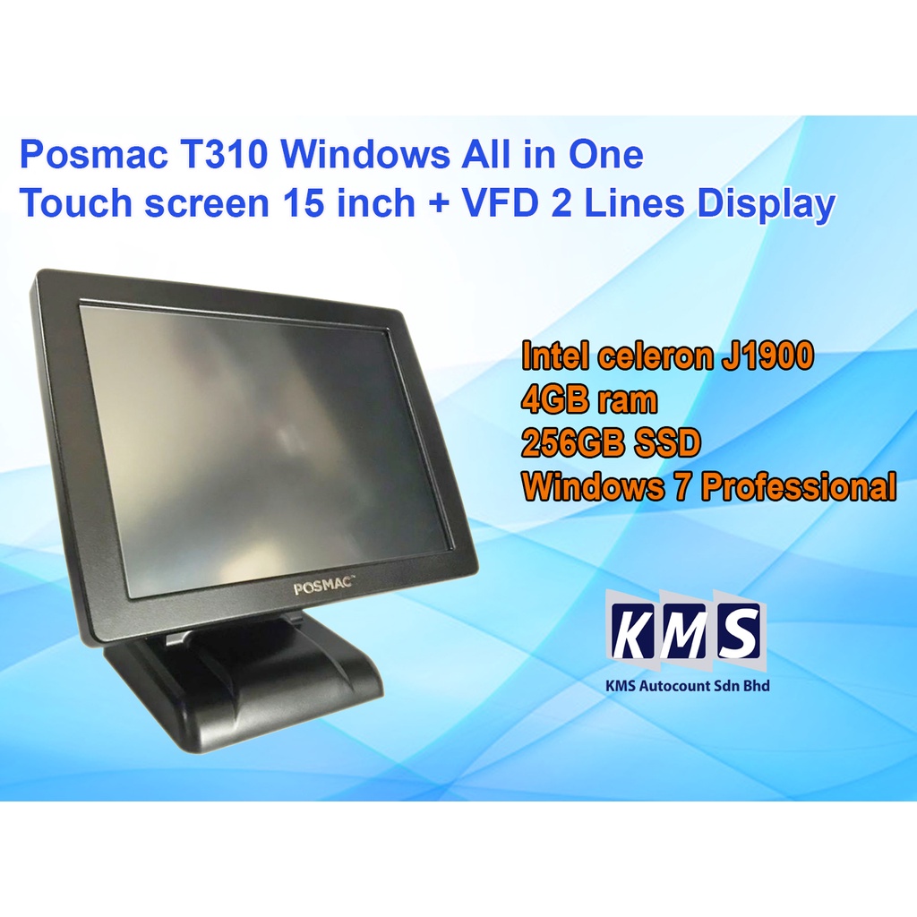Posmac T310 Windows All in One Touch screen 15 inch + VFD 2 Lines ...