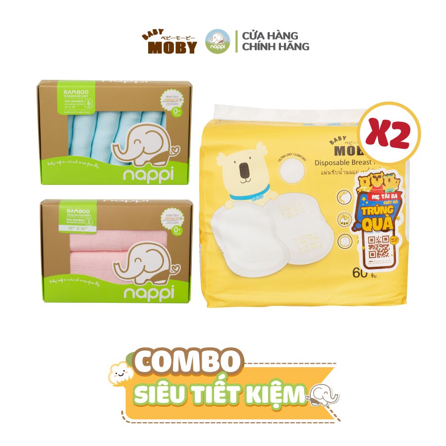 Combo 01 Box of Nappi bamboo fiber towels 77x77 + 01 Box of Nappi milk ...