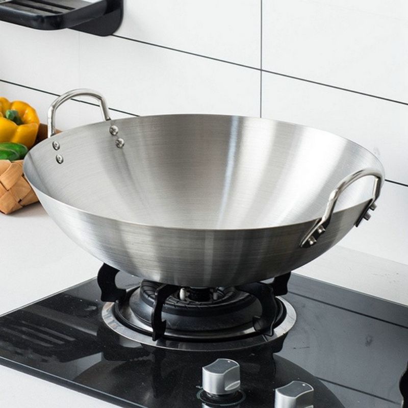 [Ready Stock]Stainless Steel Wok with Single or Double Ears High ...