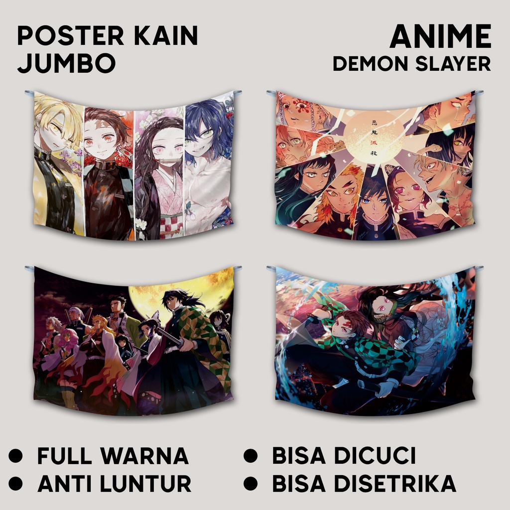 Jumbo AESTHETIC FLAG FABRIC POSTER ROOM DECORATION ANIME KIMETSU NO ...