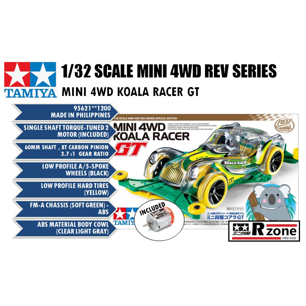 Tamiya Mini 4WD Koala Racer GT (FM-A Chassis) - 95621 | Shopee Malaysia