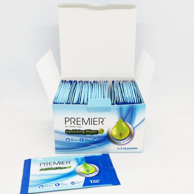 Premier Sanitizing Wipes Tissue (1sheet x 50 individual packets) Kill ...