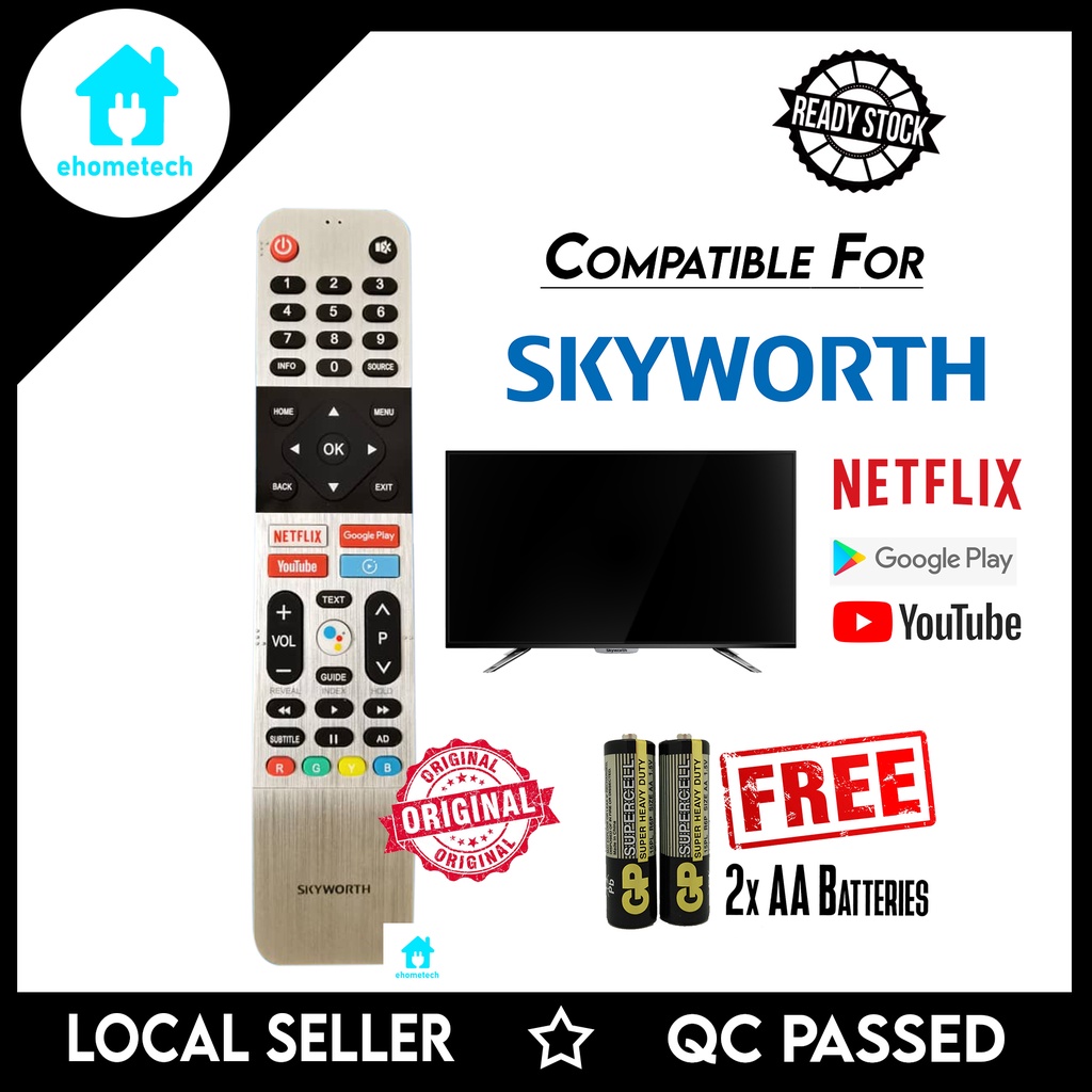 Original Skyworth Youtube Google Play Flat Panel Smart And Android LED TV Remote Control ...