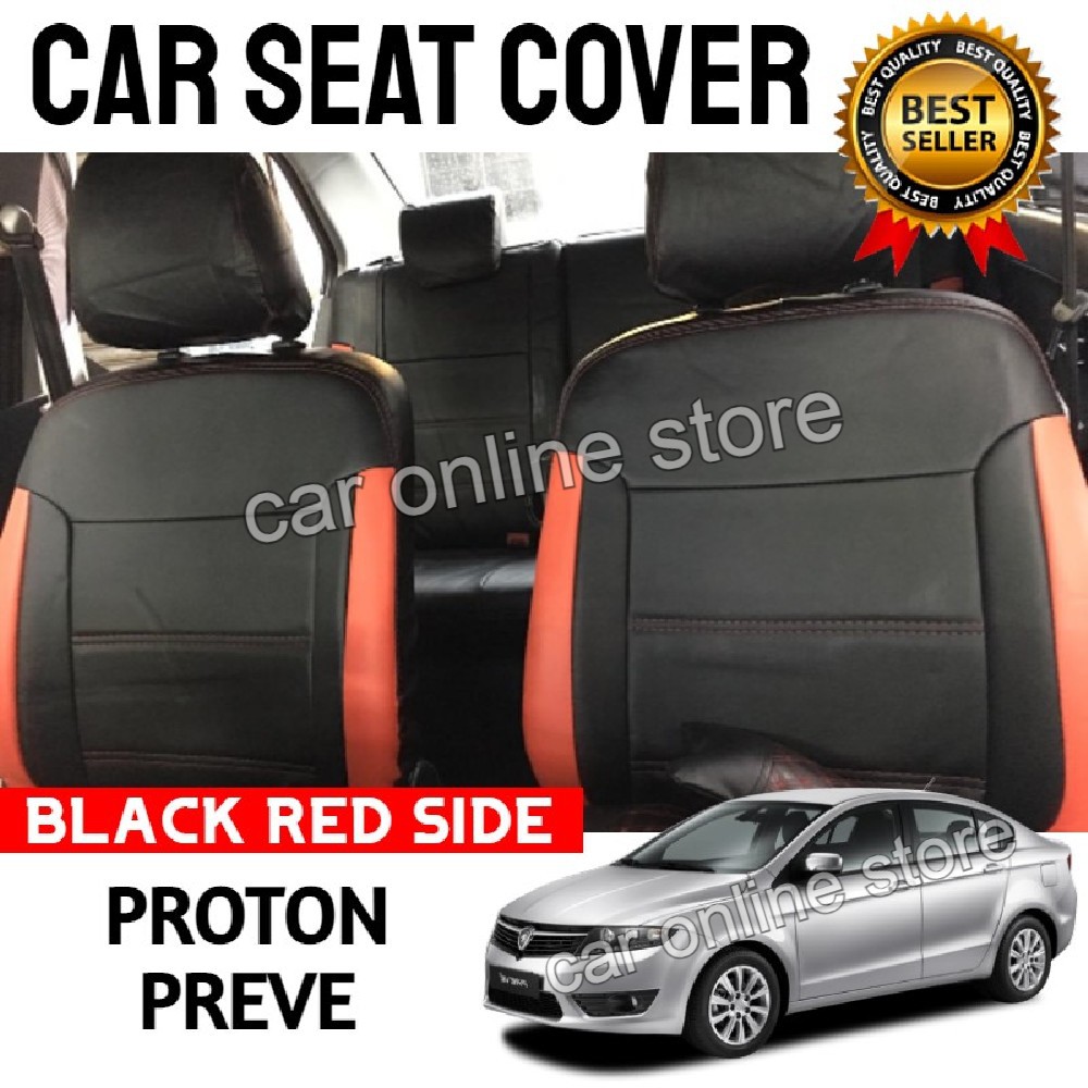 PROTON PREVE CUSTOM FIT OEM CAR SEAT OR CUSHION COVER RED BLACK SEMI ...