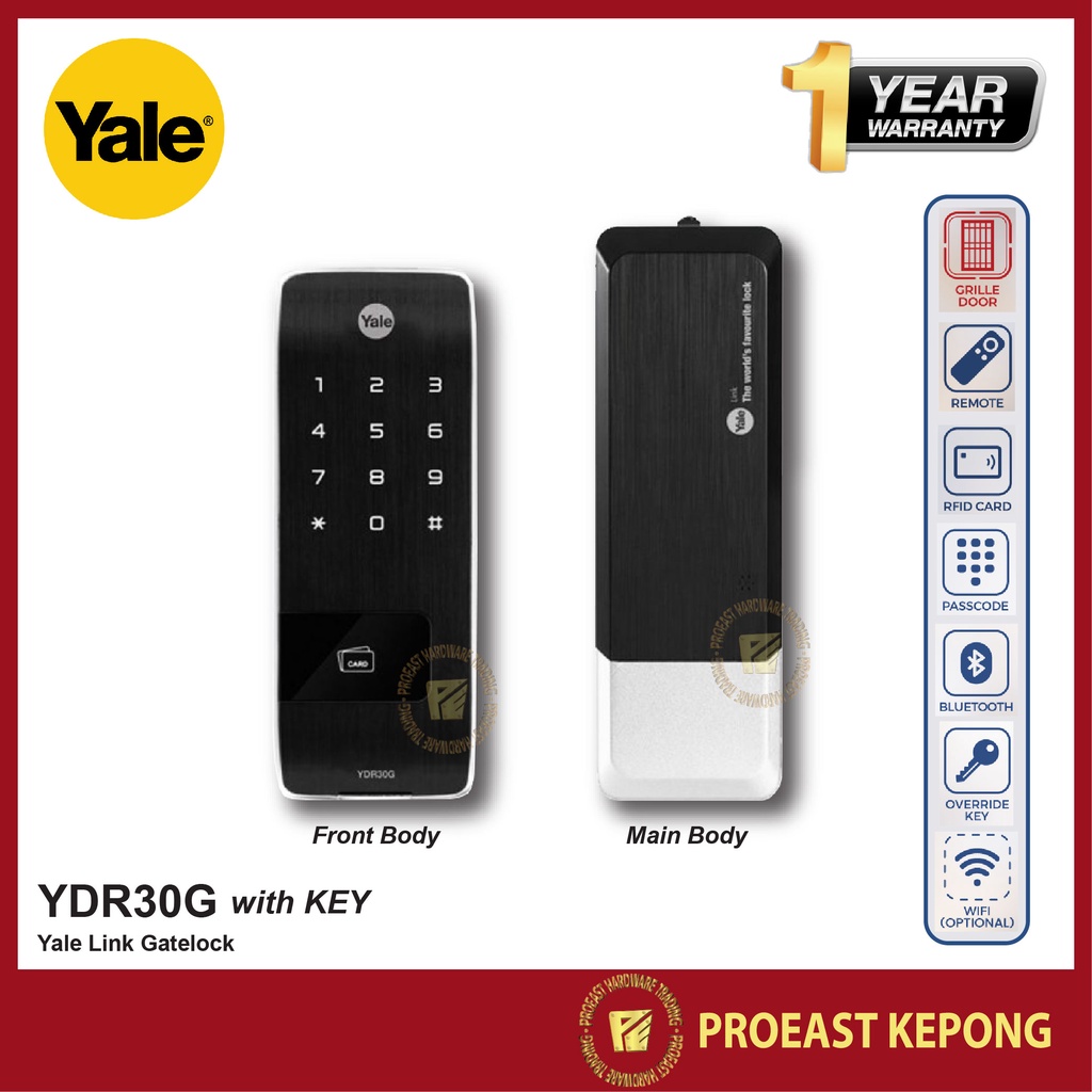 Yale YDR30G Digital Gatelock with Key / Digital Lock / Gate Lock ...