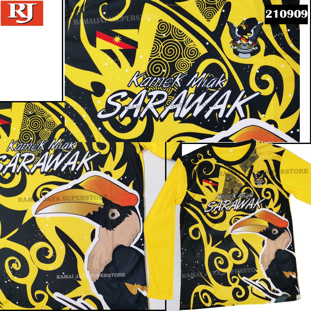 Unisex Baju Batik Jersey Sarawakian Sarawak Design Lengan Panjang Long ...
