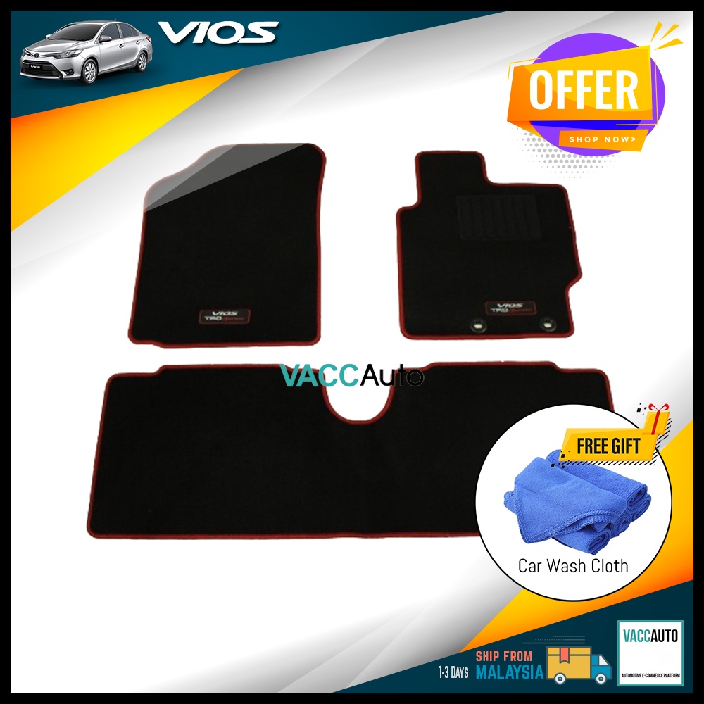 [Original] Toyota Vios (3rd Gen) TRD Sportivo Floor Carpet - Red Line ...