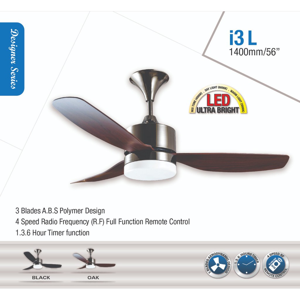 DEKA CEILING FAN WITH LED LIGHT & REMOTE CONTROL i3L | Shopee Malaysia