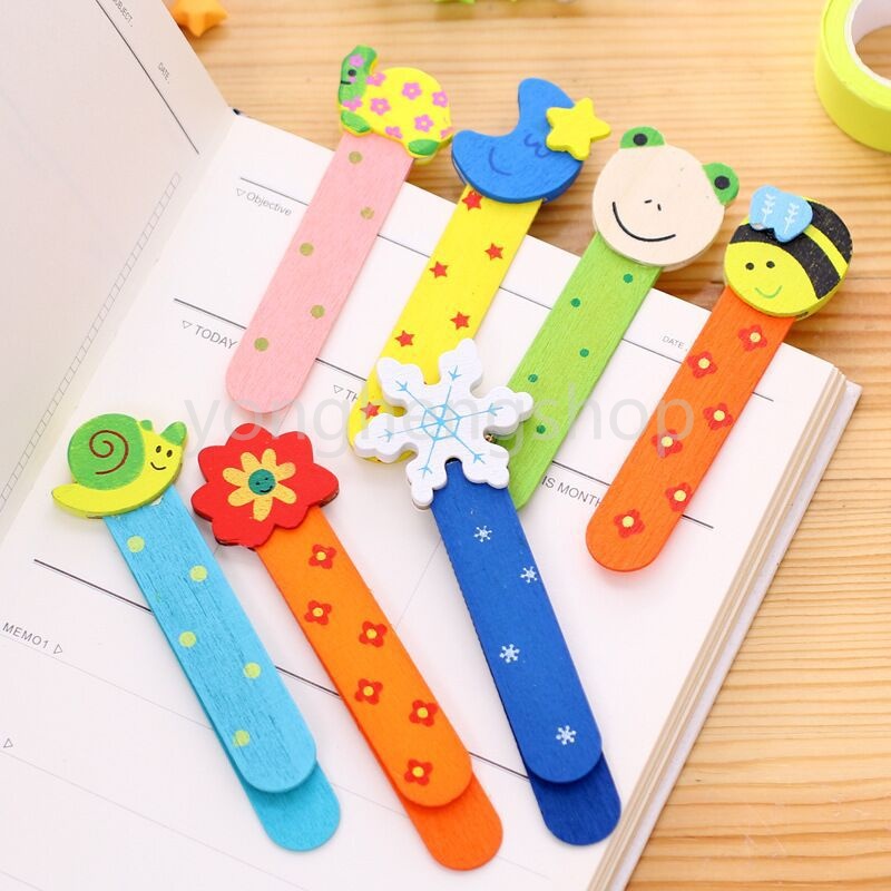 Lovely Cartoon Bookmarks Ruler Child Wooden Bookmark Clip Cute Animals ...