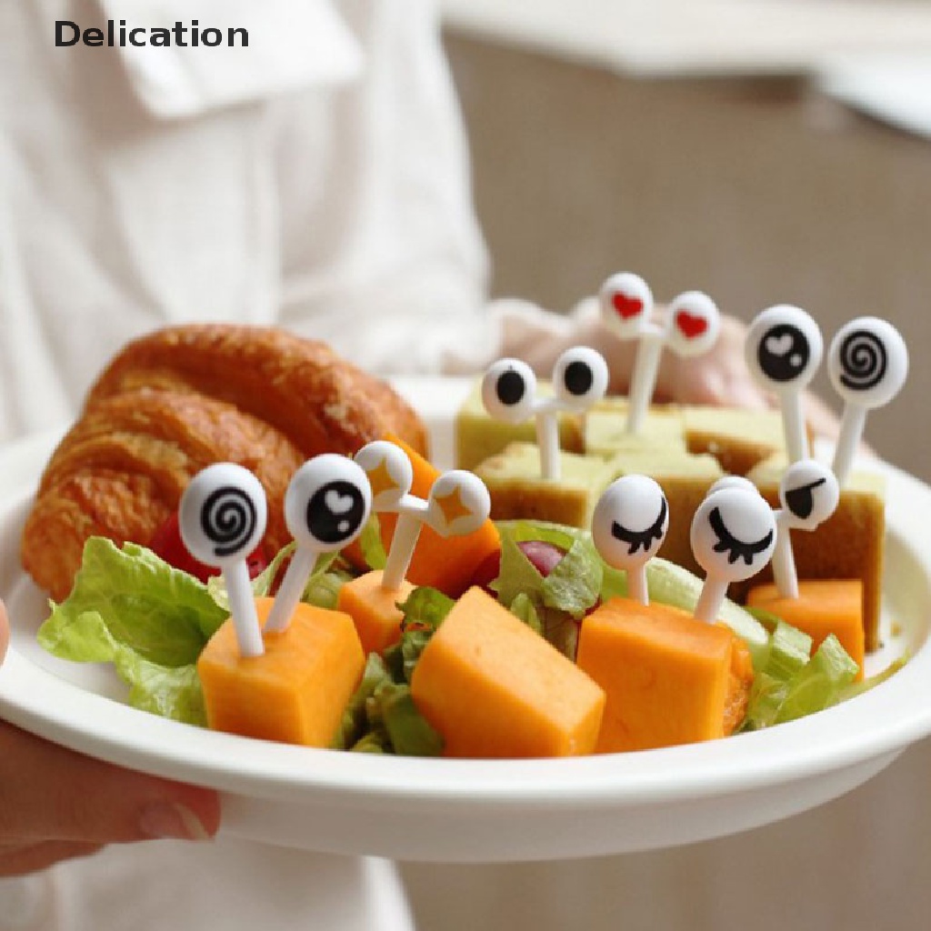 [Delication] 10Pcs/Set Mini Skewers Cute Cartoon Eyes Kawaii Lunch ...