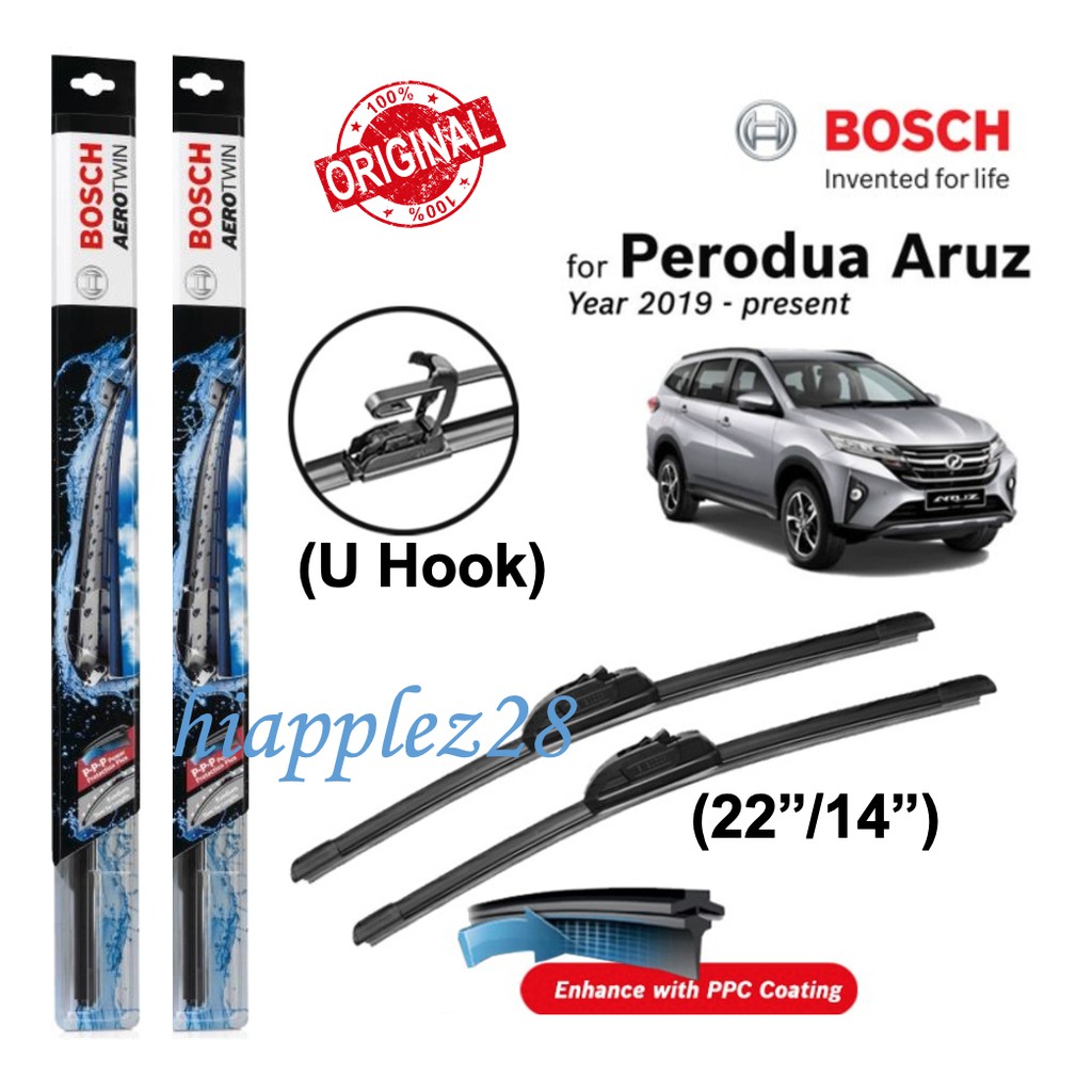 22"+14" BOSCH Aerotwin Retrofit U Hook WIPER SET (ORIGINAL) 3397013320 3397013313 Hyundai Getz ...