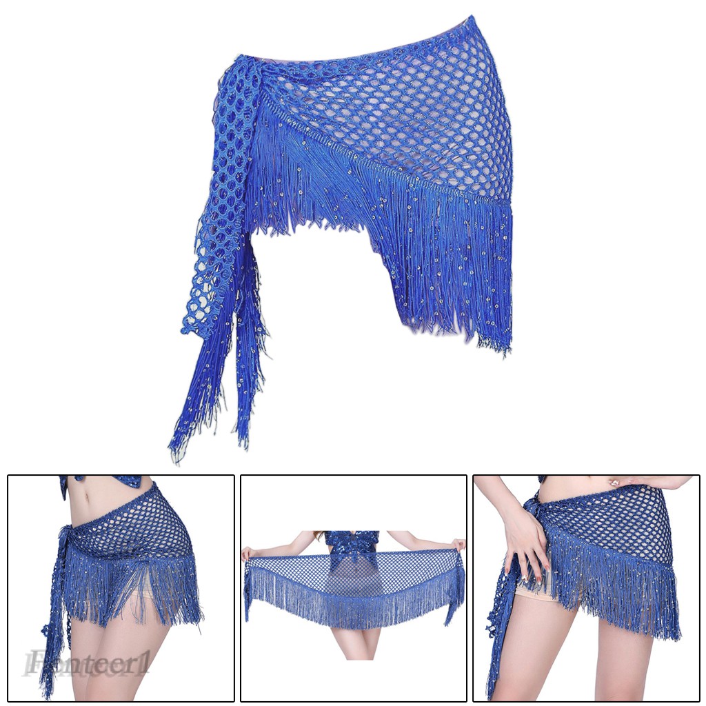 [fenteer1efmy] Women Belly Dance Hip Scarf Sequins Dance Belt Tassel