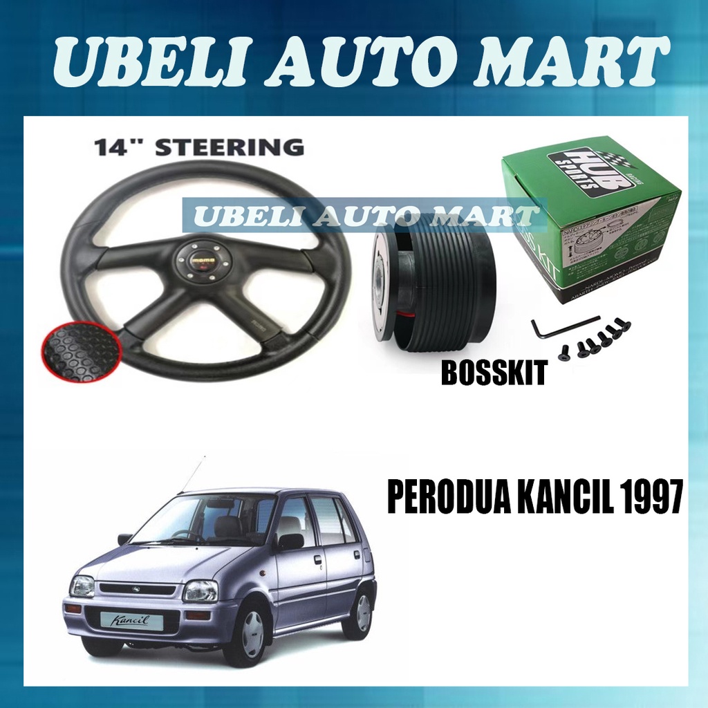 PERODUA KANCIL 1997 14'' MOMO STEERING WHEEL 4 KAKI WITH BOSSKIT SET ...